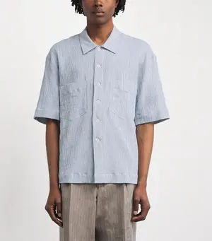 SUNFLOWER Cotton-blend Stripe Adam Shirt - Blue