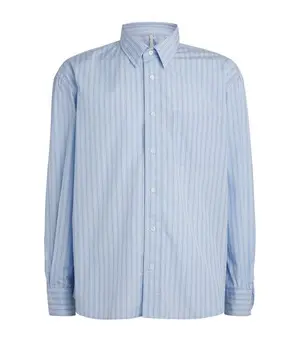 SUNFLOWER Cotton Stripe New Base Shirt - Blue