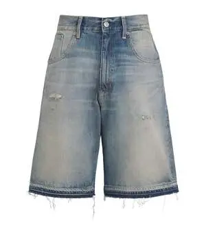 SUNFLOWER Distressed Denim Shorts - Blue