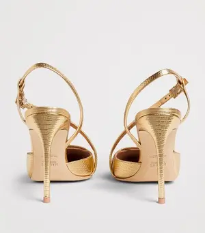 MALONE SOULIERS Valeria Metallic Embossed Leather Slingback Pumps - Gold
