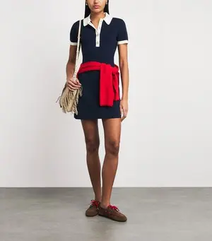 Maje Cotton-blend Polo Mini Dress