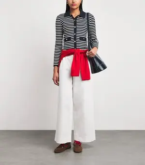 Maje Rib-knit Stripe Cardigan