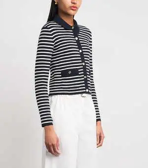 Maje Rib-knit Stripe Cardigan