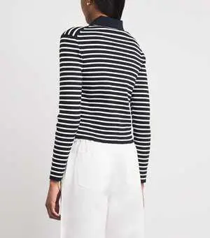 Maje Rib-knit Stripe Cardigan
