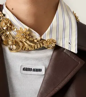 Miu Miu Leather-trim Flower Necklace