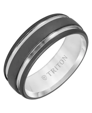 TRITON 8mm Tungsten Carbide Band With Raised Groove Design