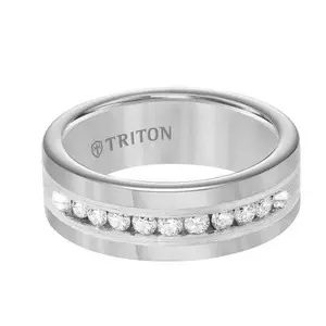 TRITON 8mm Tungsten Diamond Ring