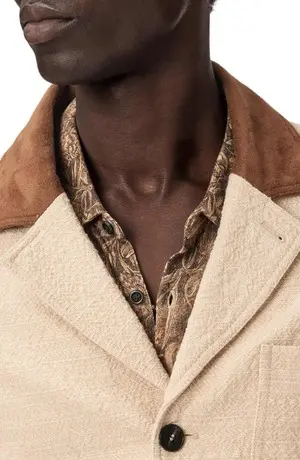 John Varvatos Barnes Cotton Jacket With Suede Collar