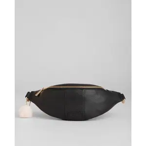 POM POM LONDON Leather Belt Bag - Black