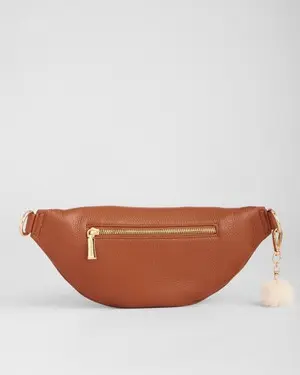 POM POM LONDON Leather Belt Bag - Chestnut