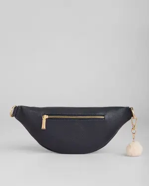 POM POM LONDON Leather Belt Bag - Navy