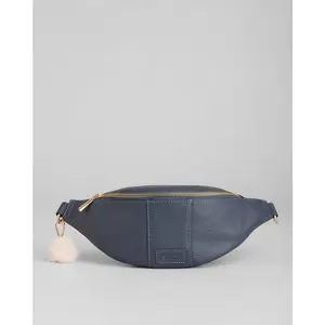 POM POM LONDON Leather Belt Bag - Slate Blue