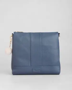 POM POM LONDON Westminster Crossbody Bag - Slate Blue