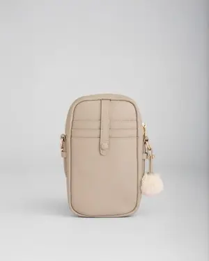 POM POM LONDON Eaton Leather Crossbody Bag - Stone & Maple