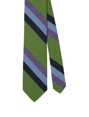 Robert Talbott Robert Talbott Silk-Cotton Stripe Necktie Green Multi