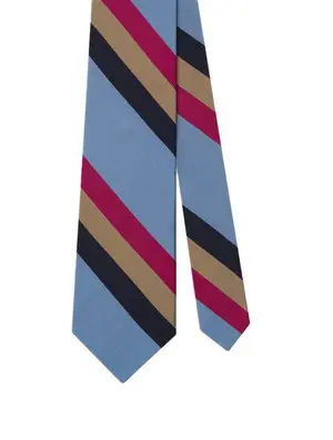 Robert Talbott Robert Talbott Silk-Cotton Stripe Necktie Light Blue Multi
