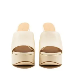 ANDREA GOMEZ Fabiola Leather Platform Slides - Off White