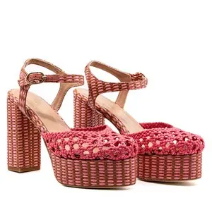 ANDREA GOMEZ Beatriz Raffia Platform - Pink