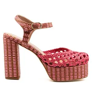 ANDREA GOMEZ Beatriz Raffia Platform - Pink