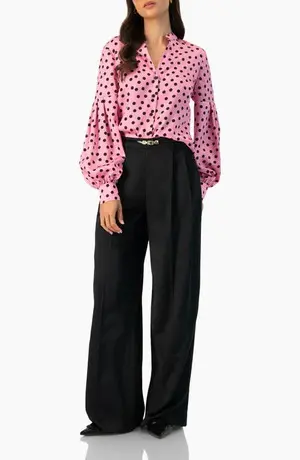 IVONNE Satin Wide Leg Tailored Pants - Black
