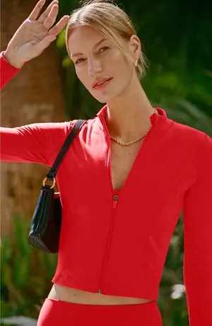 Pepper Zip-up Cropped Jacket With Mock Neck - Cherie