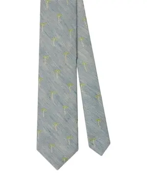 Robert Talbott Palm Silk Linen Necktie - Blue