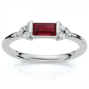 BLISS DIAMOND 1/3ct Ruby And Lab Grown Diamond Ring 14k Gold - 14k White Gold