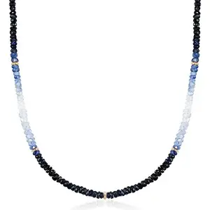 THE LOVERY FINE JEWELRY 14k Yellow Gold Ombre Sapphire Beaded Necklace - Blue Sapphire