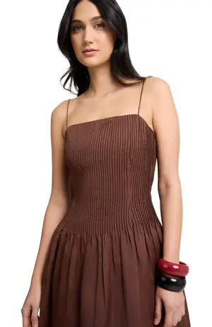 Onia Dropped Waist Pintuck Dress
