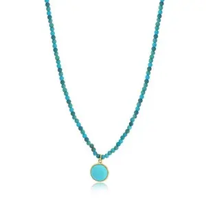 THE LOVERY FINE JEWELRY Beaded Bezel Necklace - Turquoise
