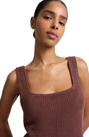 Onia Knit Square Neck Tank Top - Brown