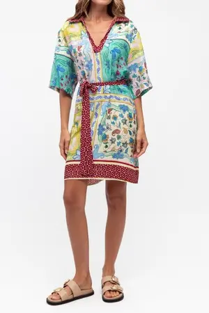 LABEL OF LOVE Garden Mosaic Short Dress - Blue