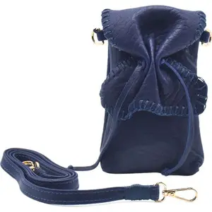 Carlos Falchi Cell Phone Lambskin Leather Shoulder Bag - Navy
