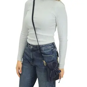 Carlos Falchi Cell Phone Lambskin Leather Shoulder Bag - Navy