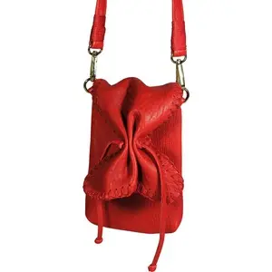 Carlos Falchi Cell Phone Lambskin Leather Shoulder Bag Red