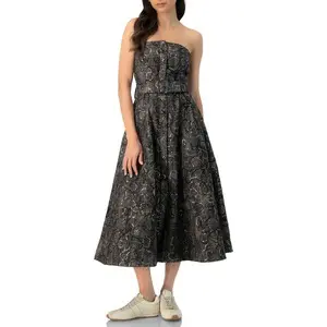 IVONNE Denim Midi Strapless Dress