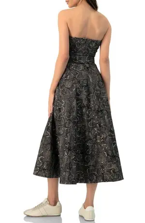 IVONNE Denim Midi Strapless Dress