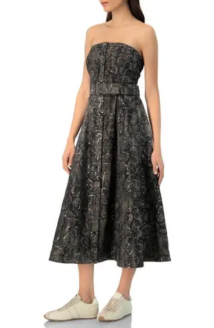 IVONNE Denim Midi Strapless Dress