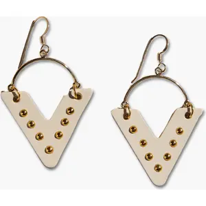 NICKEL & SUEDE Sutton Studded Earrings - Ecru/silver