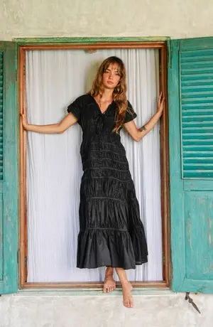 BRUNNA.CO The Srikandi Ruffle Maxi Dress - Black