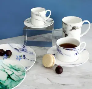 Prouna Marble Azure Tea Cup & Saucer