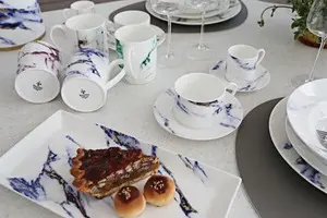Prouna Marble Azure Tea Cup & Saucer