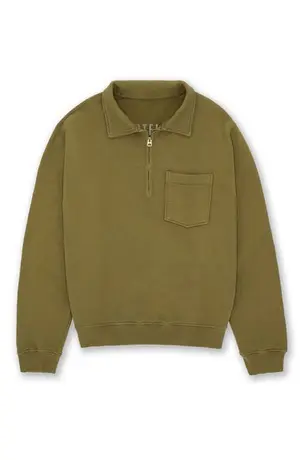 FORTELA Woven Zip-Up Sweatshirt Khaki