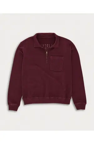 FORTELA Woven Zip-up Sweatshirt - Wine