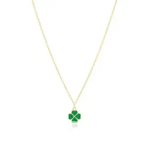 THE LOVERY Clover Pendant Necklace - Malachite