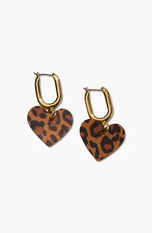 NICKEL & SUEDE Quinn Heart Shaped Huggie Earrings - Leopard