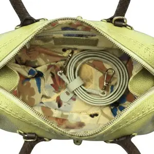 Carlos Falchi Mini Barrel Top Grain Leather Bag - Lemon