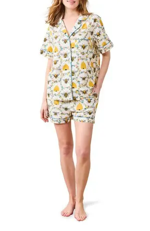 PRINTFRESH Short Organic Cotton Pajamas Set - Cream