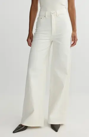 DL1961 Hepburn High Waist Wide Leg Jeans - Eggshell