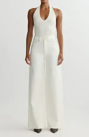 DL1961 Hepburn High Waist Wide Leg Jeans - Eggshell